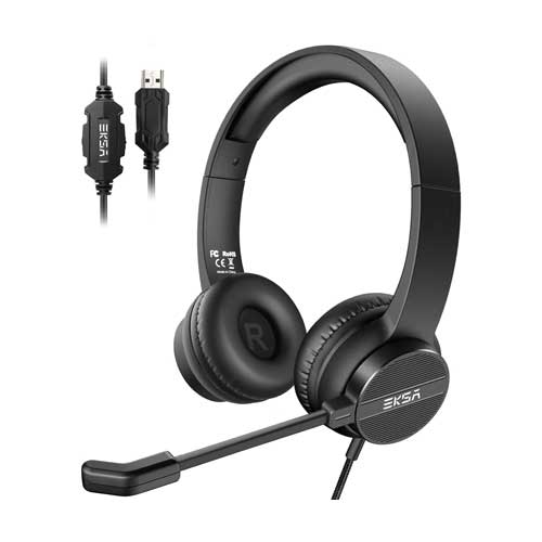 USB Headset w/ Mic - Noise Cancelling, Lightweight, Comfort